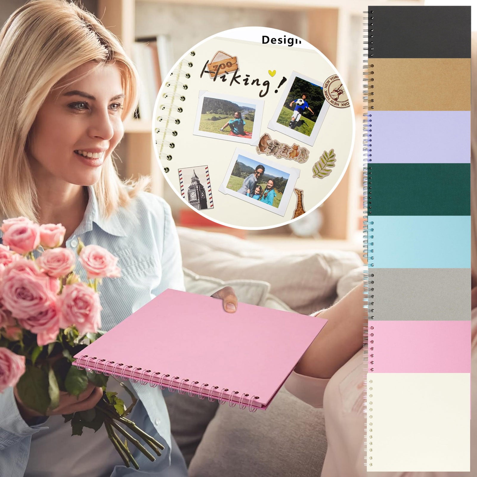 7x7 Inch DIY Scrapbook Album 20 Sheet Kraft Paper Hardcover Memory Book ...