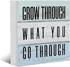 7x7 Inch Inspirational Quote Wood Box Sign Grow Through What You Go ...