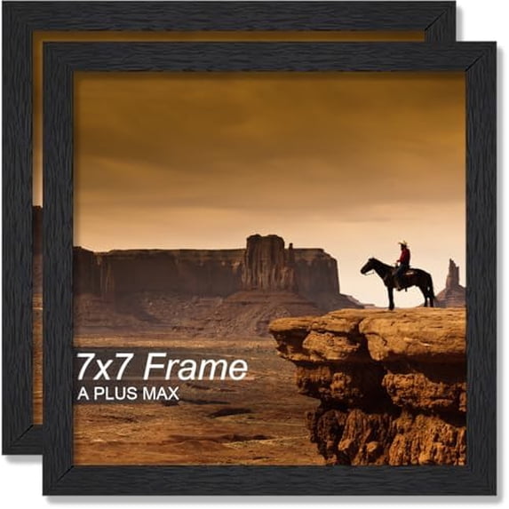 7x7 Picture Frame Set of 2, Black Engineered Wood Frame for 7 x 7 Inch ...