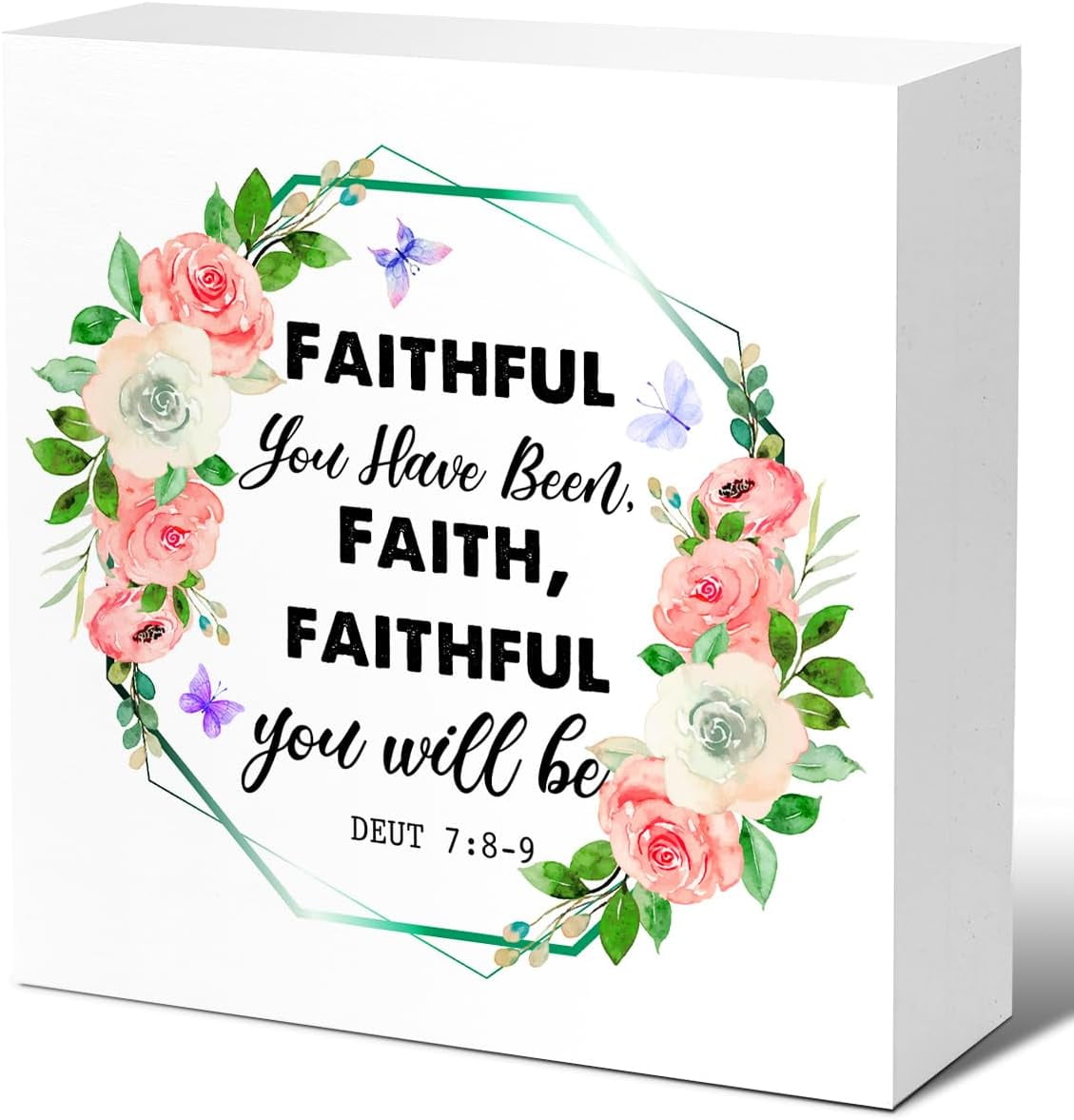7x7 inch Faithful You Have Been Faith Wood box Block Sign,Bible Verse ...