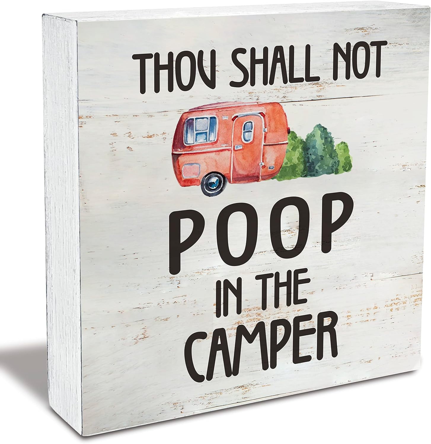 7x7 inch Thou Shall Not Poop in the Camper Camping Quote Wood Box Sign ...