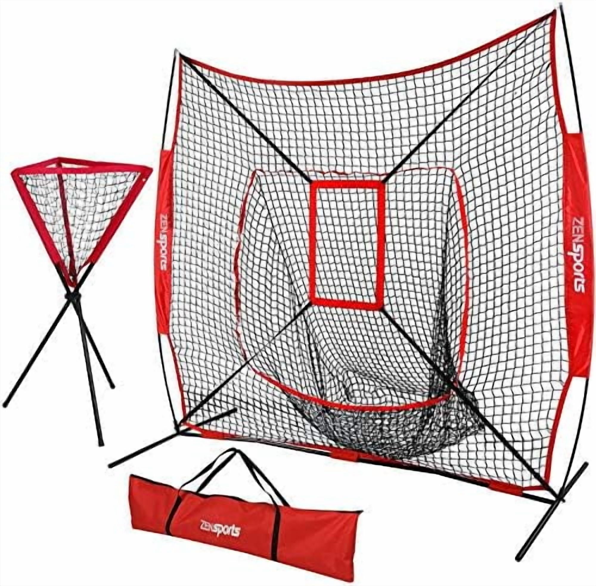 7x7ft Baseball and Softball Net Set with Ball Caddy and Strike Zone ...