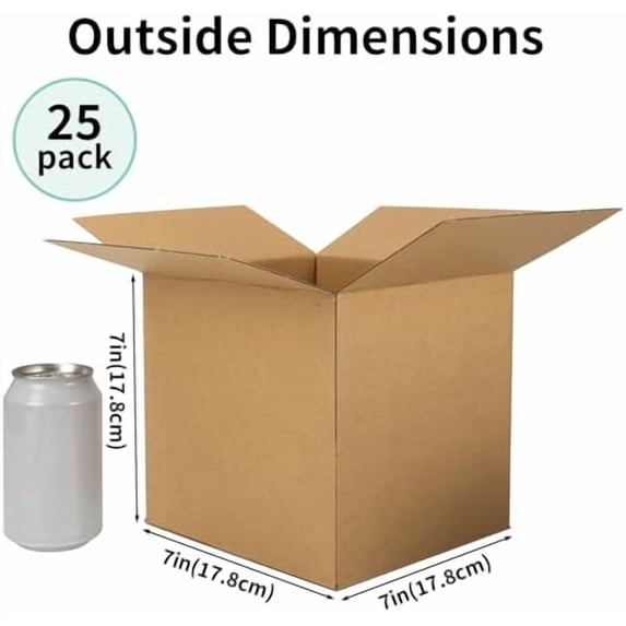 7x7x7 Shipping Boxes for Small Business, 25 Packs Corrugated Cardboard ...
