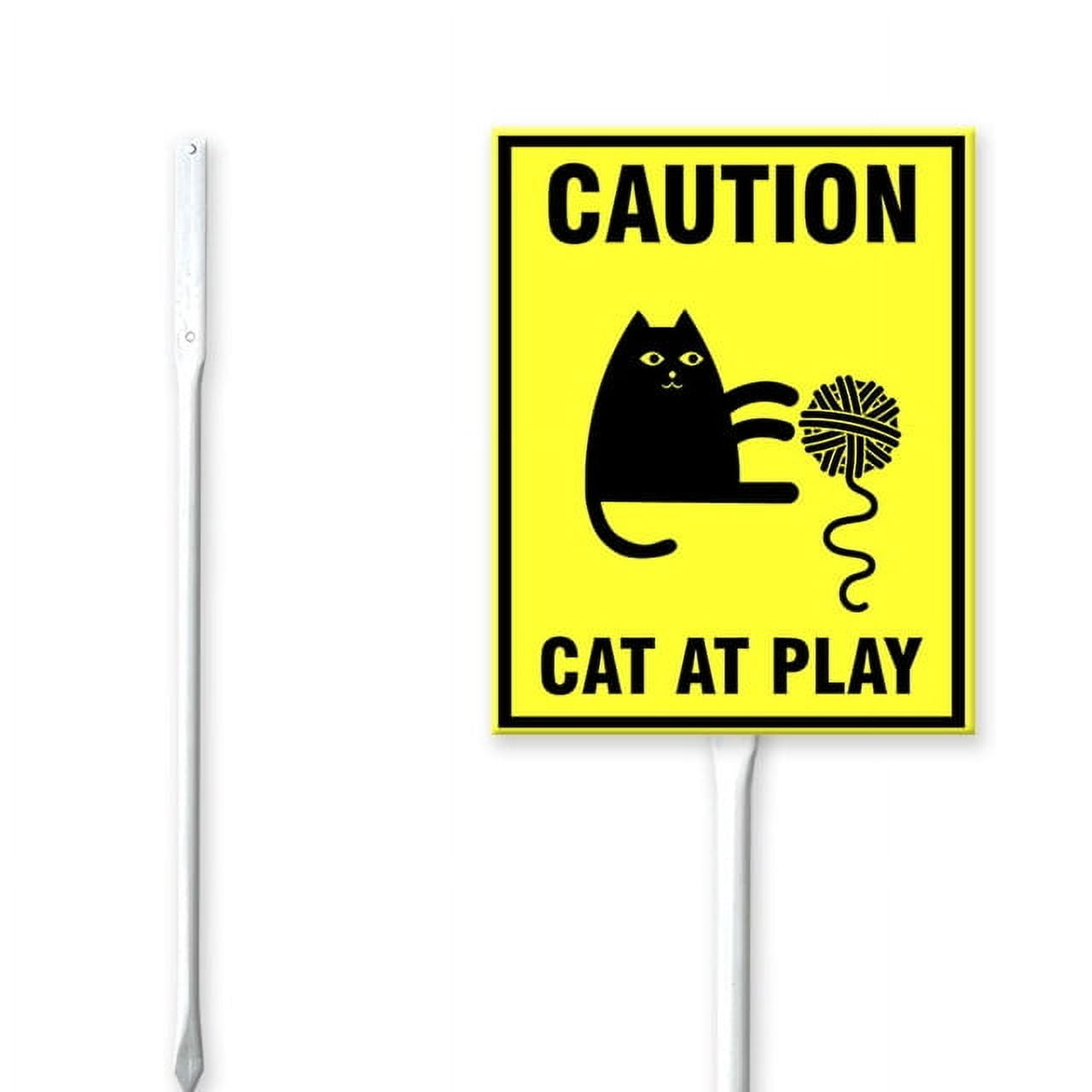 7x8.8 IN Caution Cat At Play Sign Animal Signs,Caution Danger Safety ...