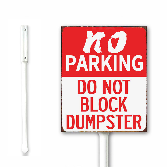 7x8.8inches Vintage Yard Sign No Parking - Do Not Block Dumpster Metal Parking Sign with Stand ...