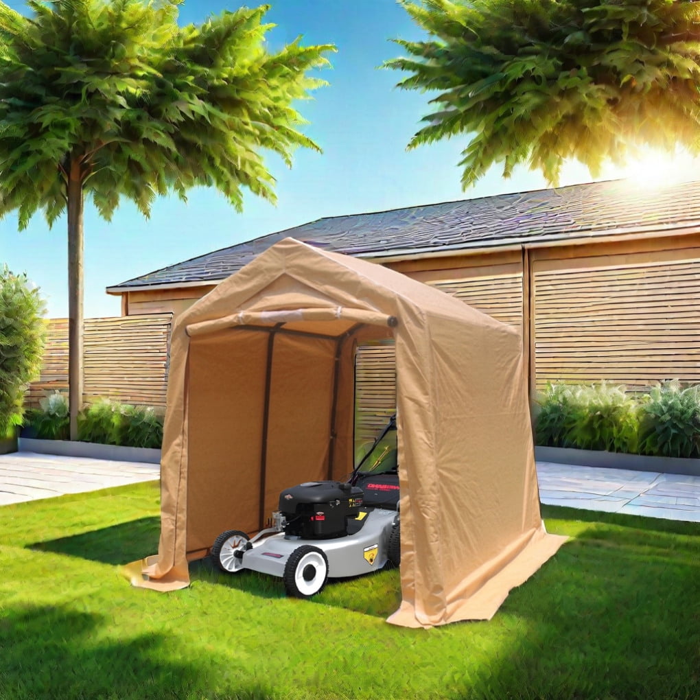 7x8 FT Outdoor Portable Canopy, Gazebo Storage Shelter Shed with 2 Roll ...