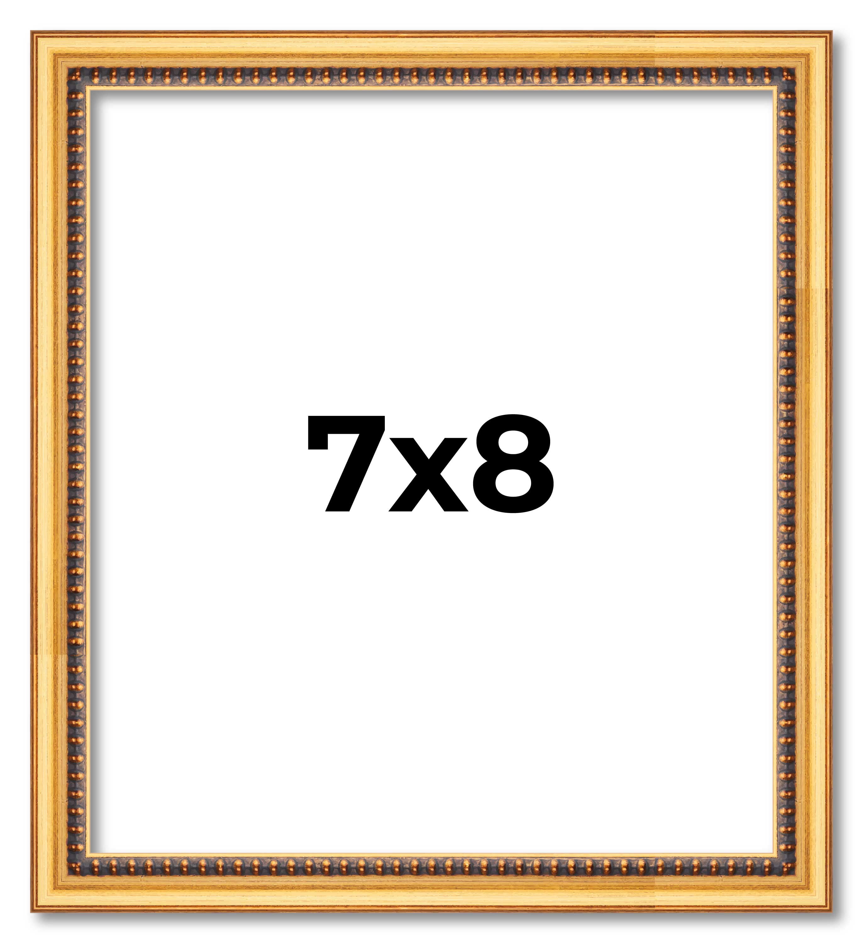 7x8 Frame Beaded Gold Solid Wood Picture Frame | 0.75 Inches Moulding ...