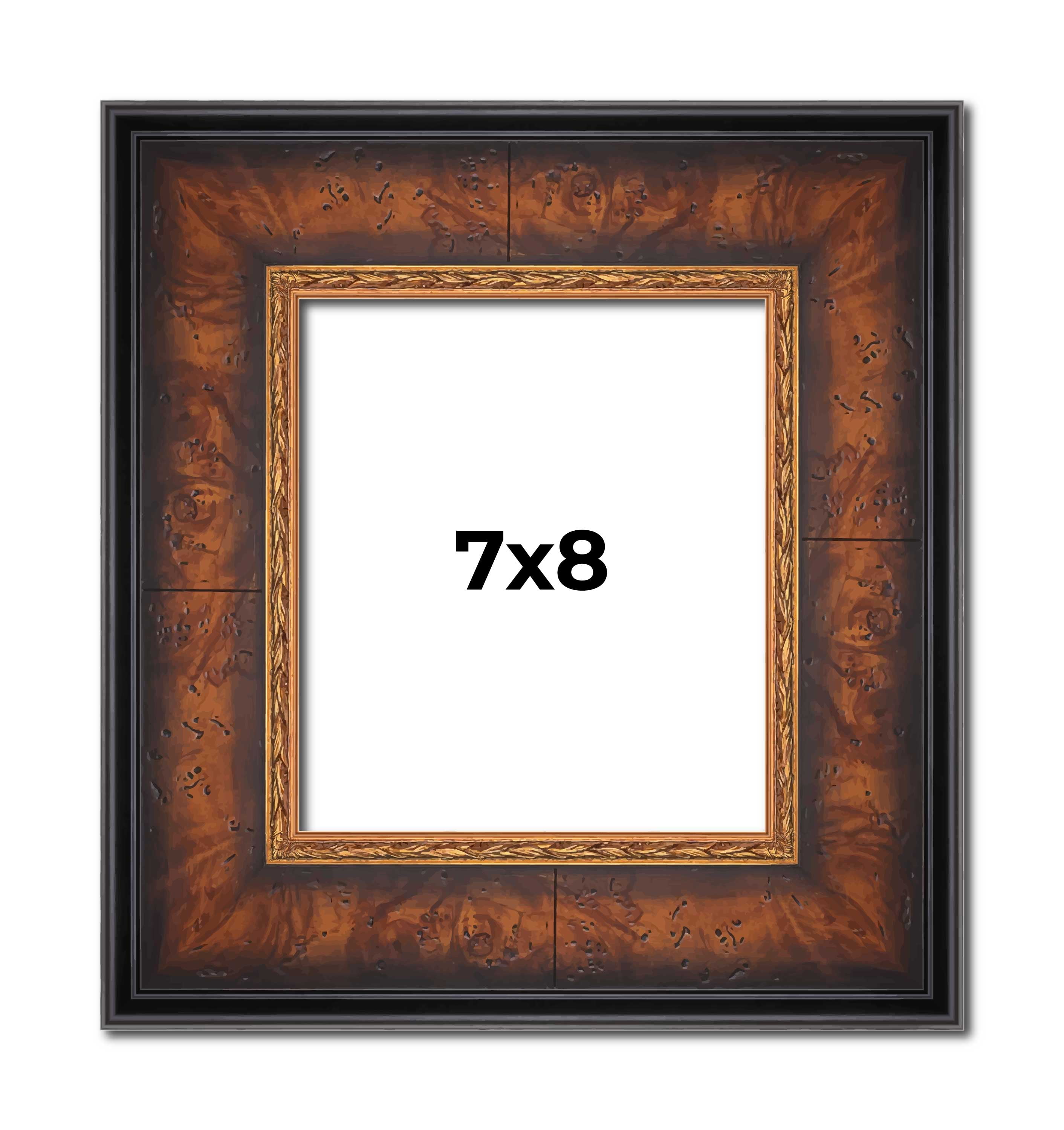7x8 Frame Brown Walnut Gold Ornate Trim Solid Wood Plein Air Picture ...