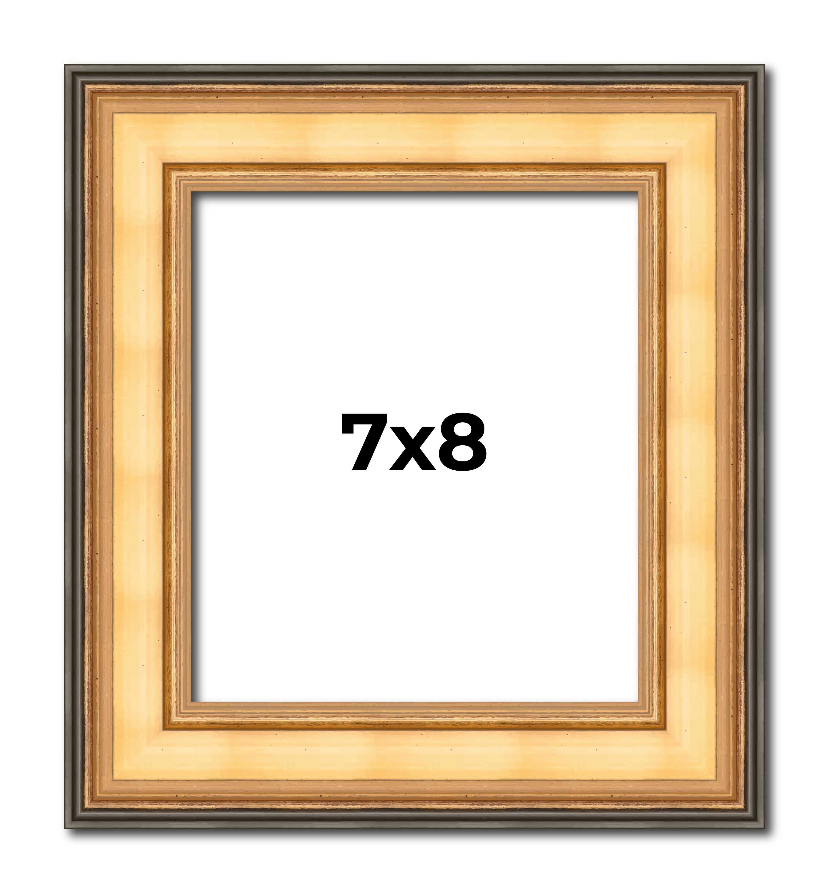 7x8 Frame Gold Plein Aire Solid Wood Picture Frame Width 2 Inches ...