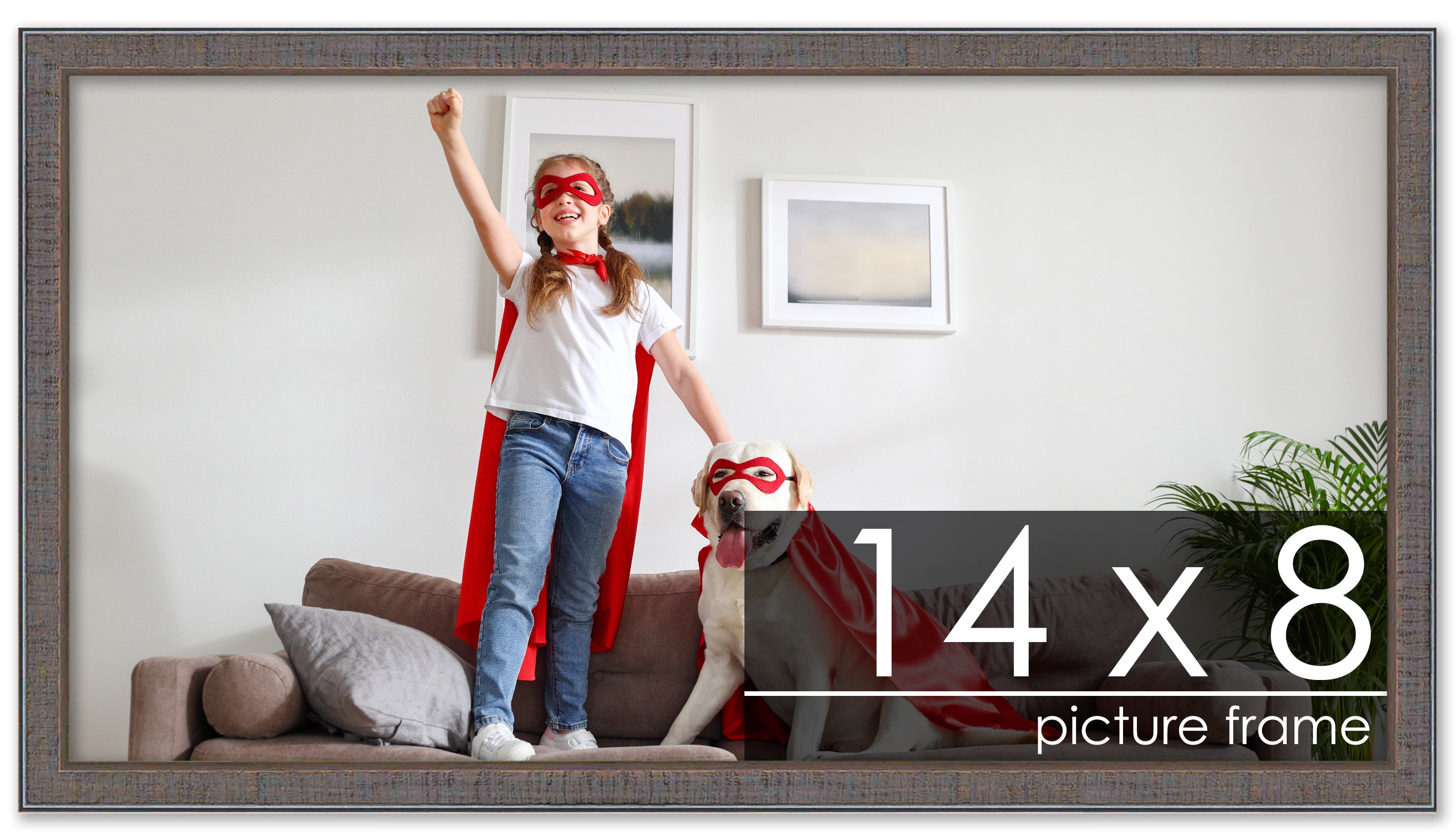 8x14 Textured Grey Picture Frame - UV Acrylic, Foam Board Backing ...