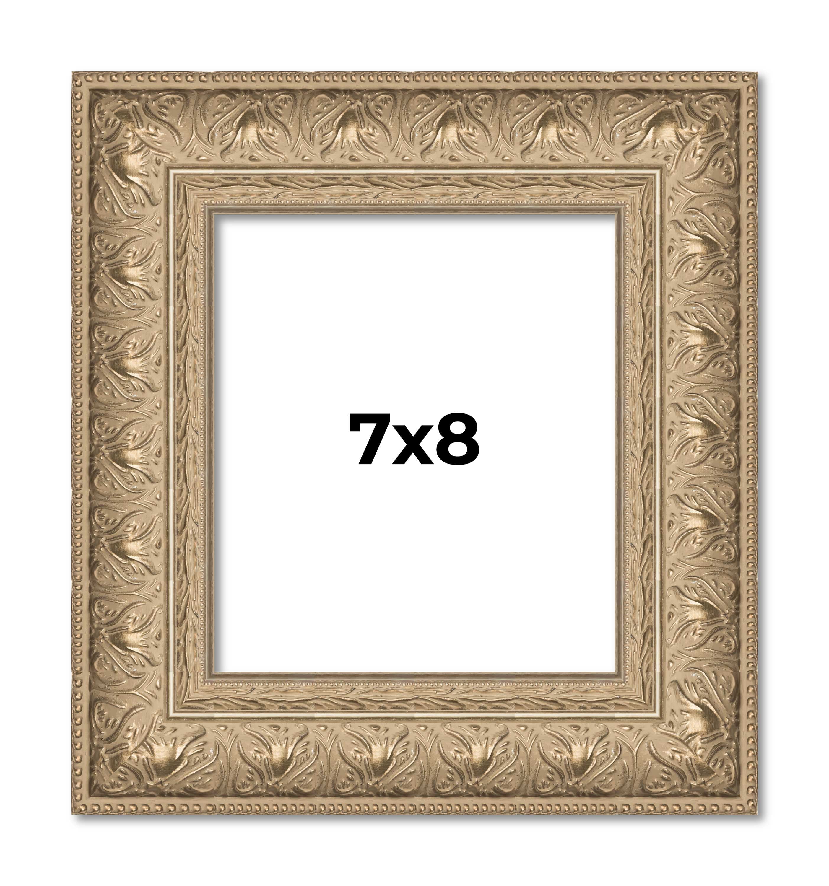 7x8 Frame Ornate Silver Beaded Solid Wood Picture Frame Width 2.5 ...