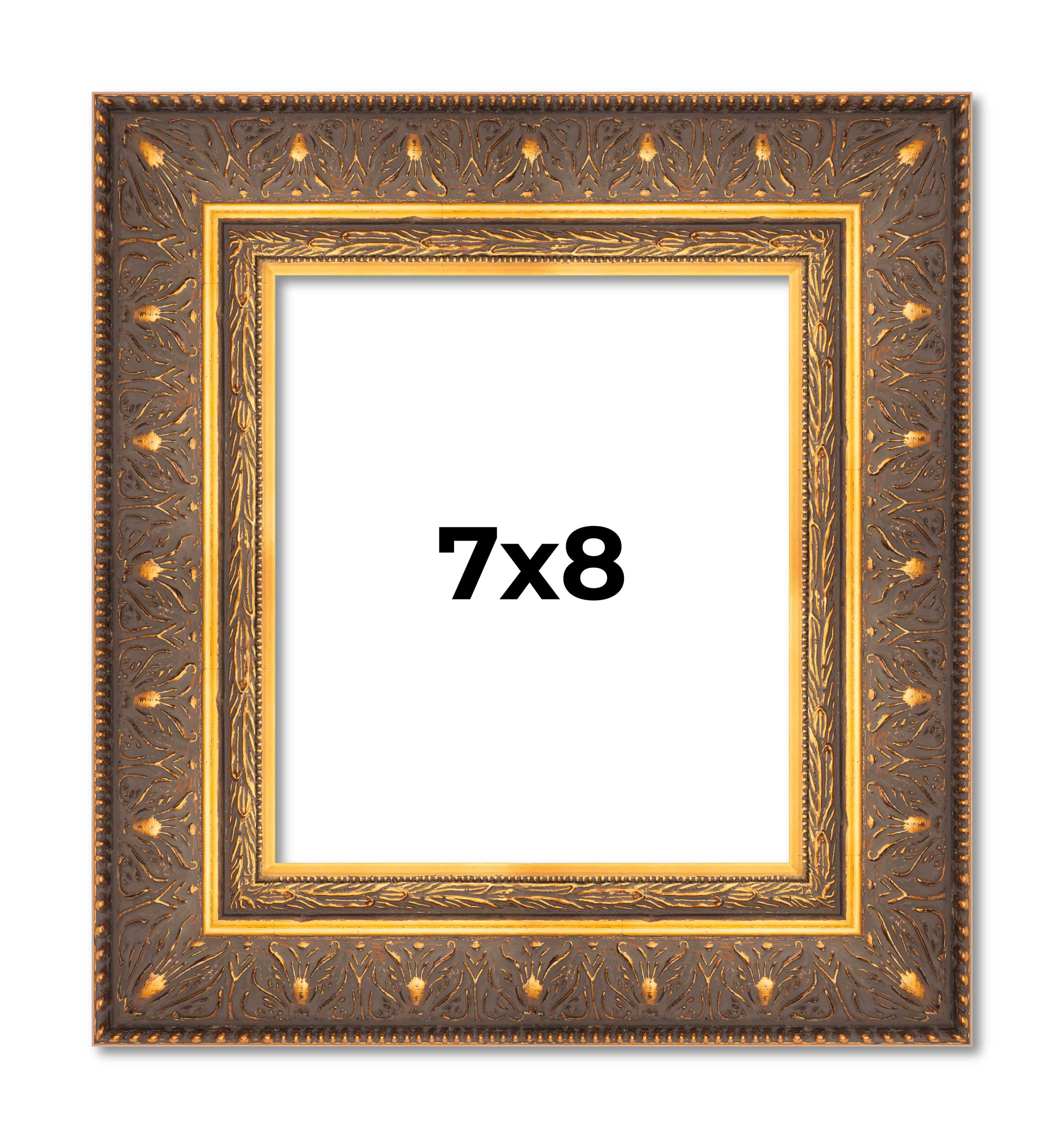 7x8 Frame Vintage Gold Solid Wood Picture Frame | 2.5 Inch Moulding ...