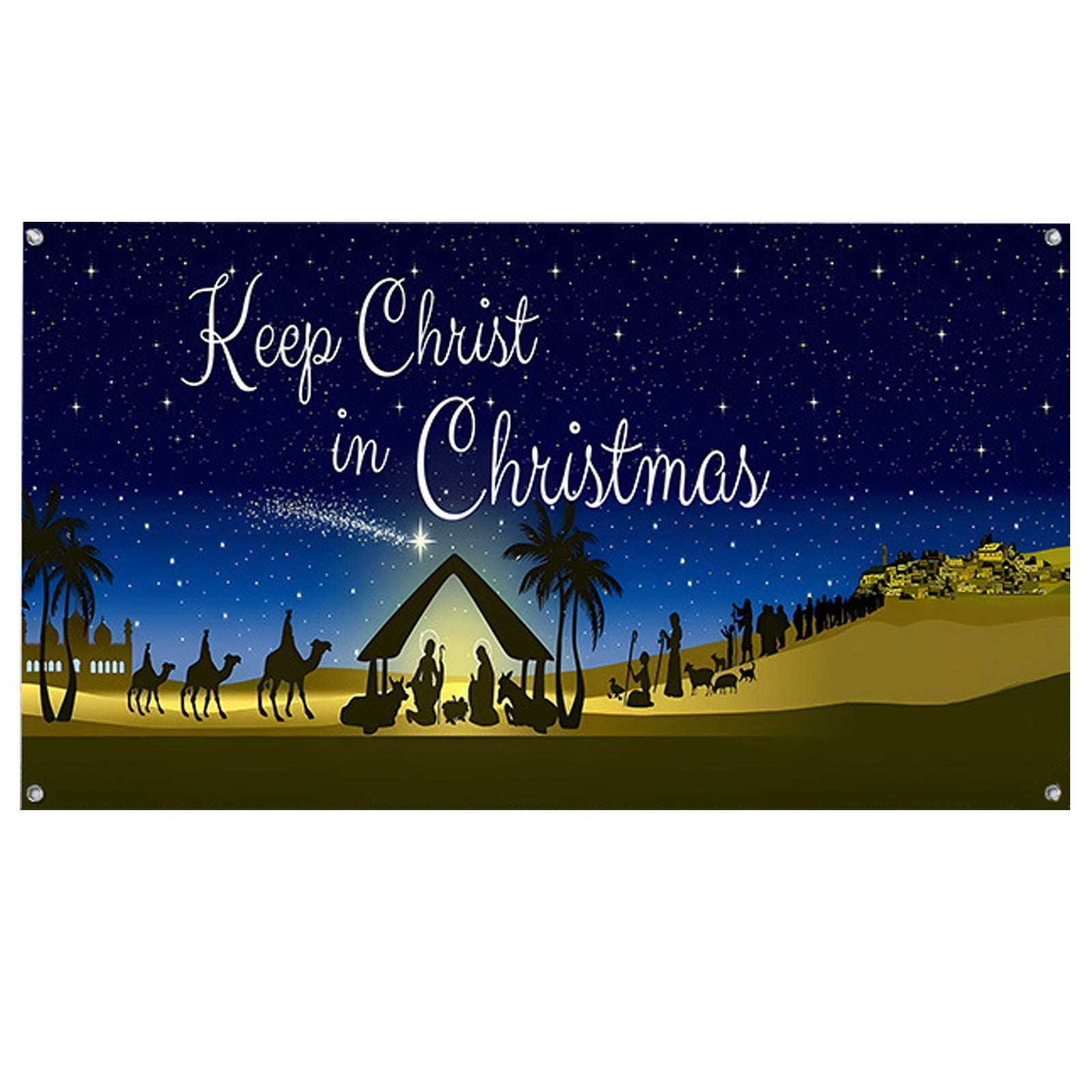 7x8 Ft Holy Night Christmas Outdoor Garage Door Banner Colorful Blue ...