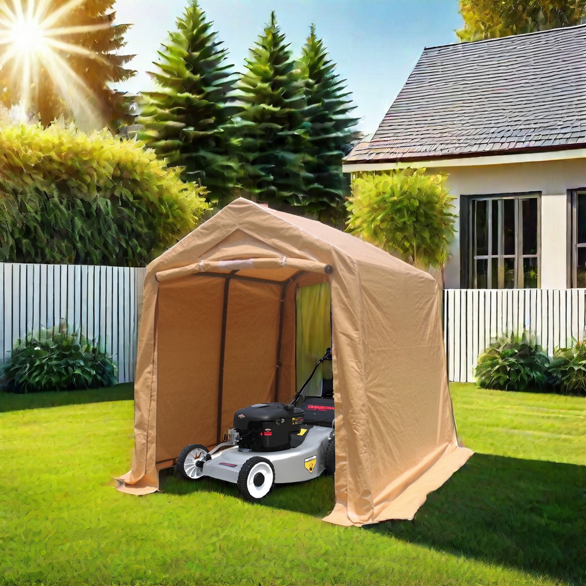 7x8 ft Canopy, SEGMART Heavy Duty Shed with 2 Roll up Zipper Doors ...