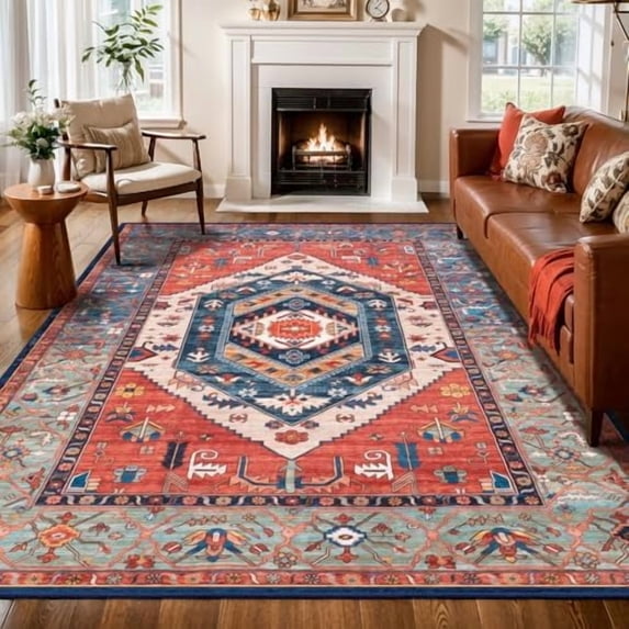 7x9 Area Rugs for Living Room, Large Washable Non-Slip Boho Rug, Ultra ...