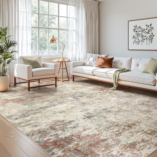 7x9 Area Rugs for Living Room: Machine Washable Non Slip - Low Pile ...