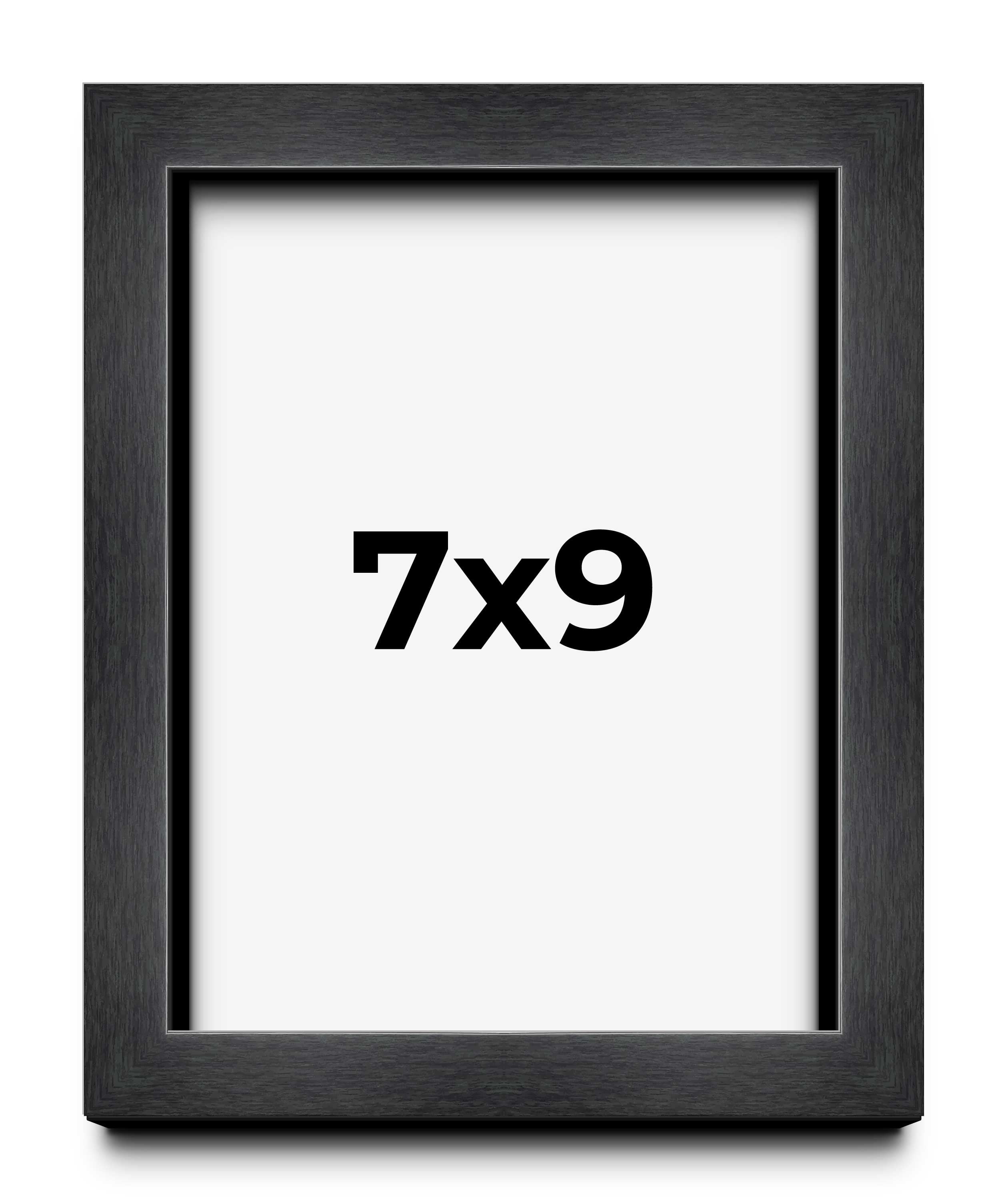 7x9 Frame Black Charcoal Grey Wood Textured Picture Frame | 0.75 Inch ...