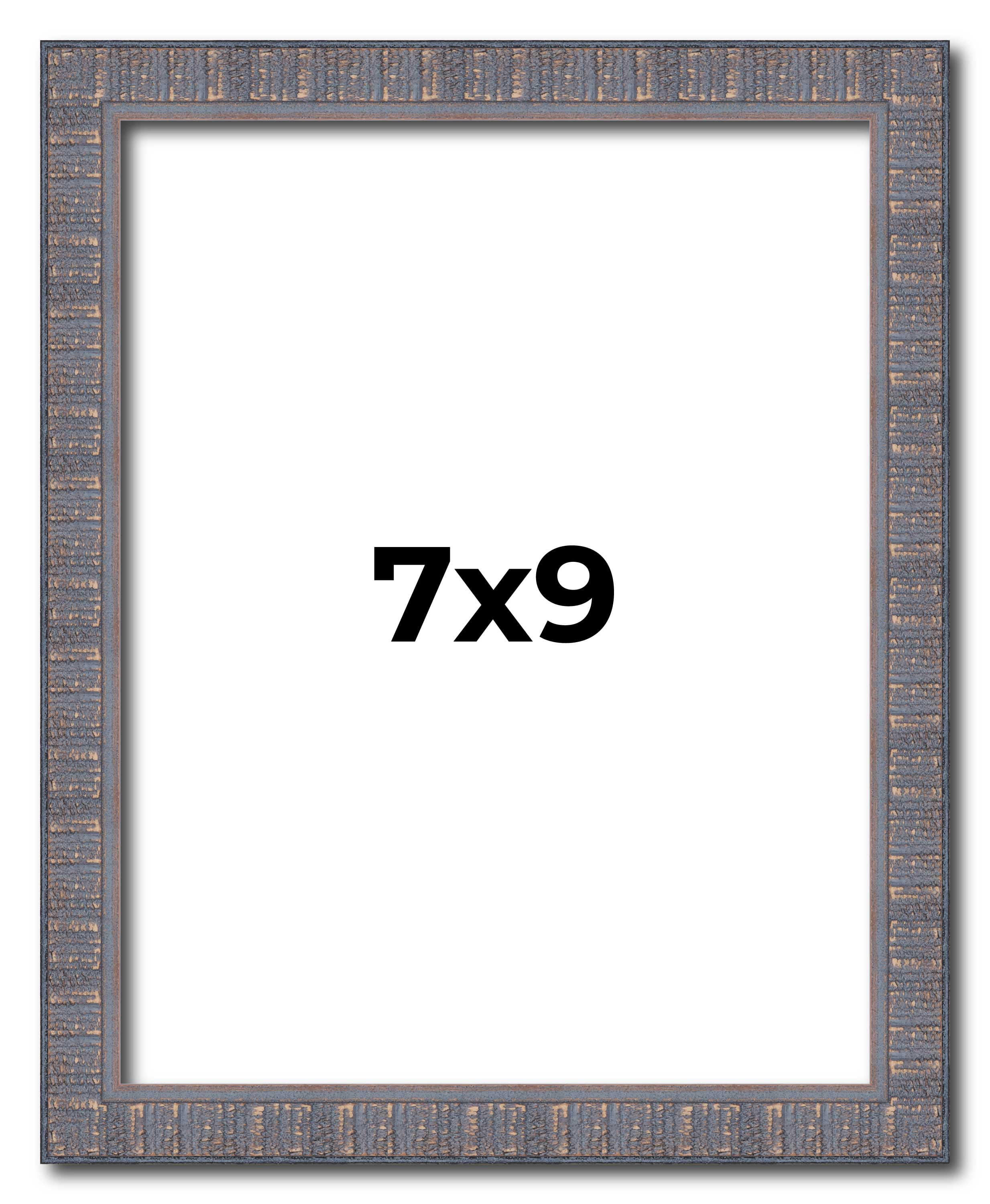 7x9 Frame Blue Kingsley Pewter Solid Wood Picture Frame Width 0.75 ...
