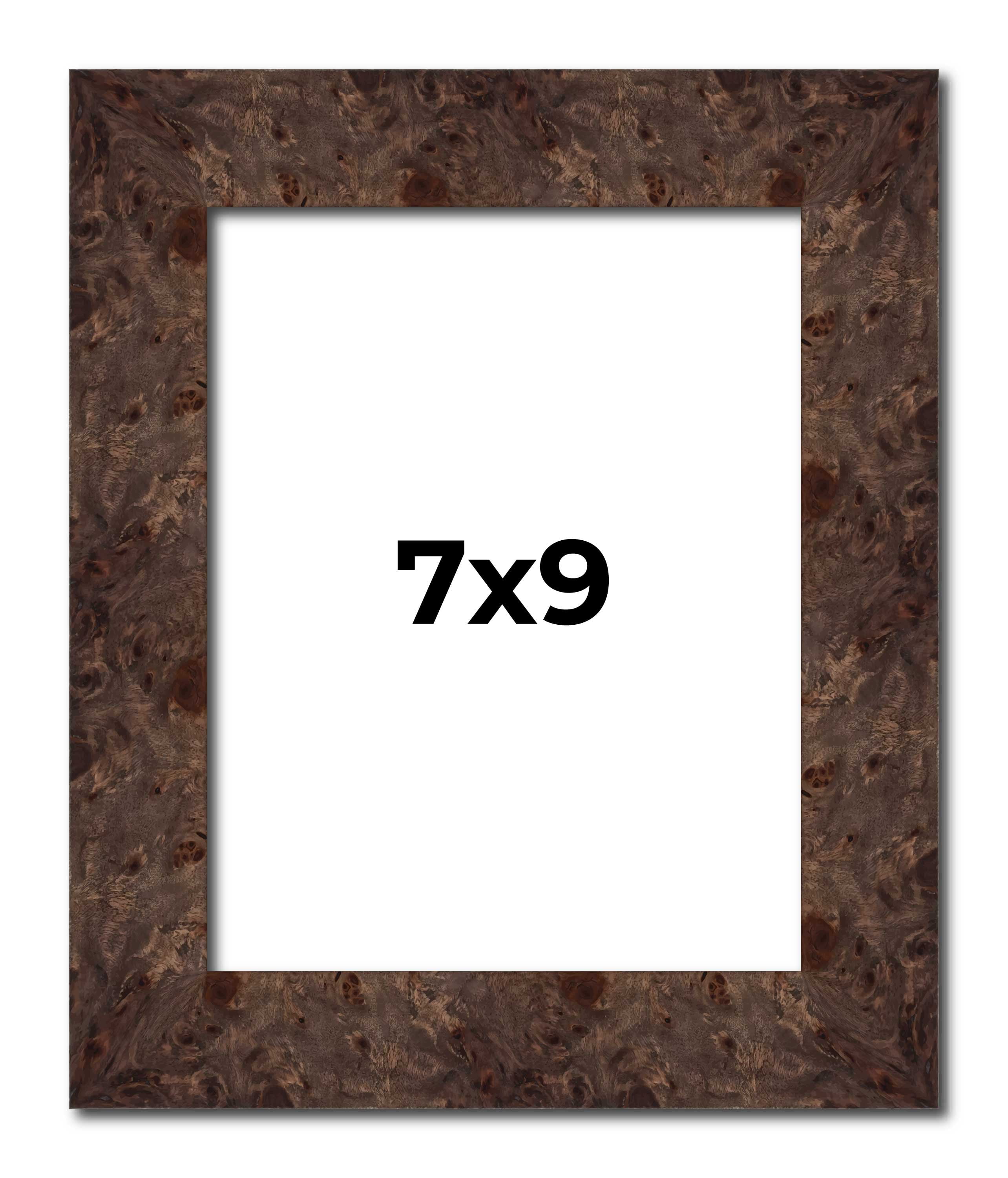 7x9 Frame Brown Burl Real Wood Picture Frame Width 1.625 Inches ...