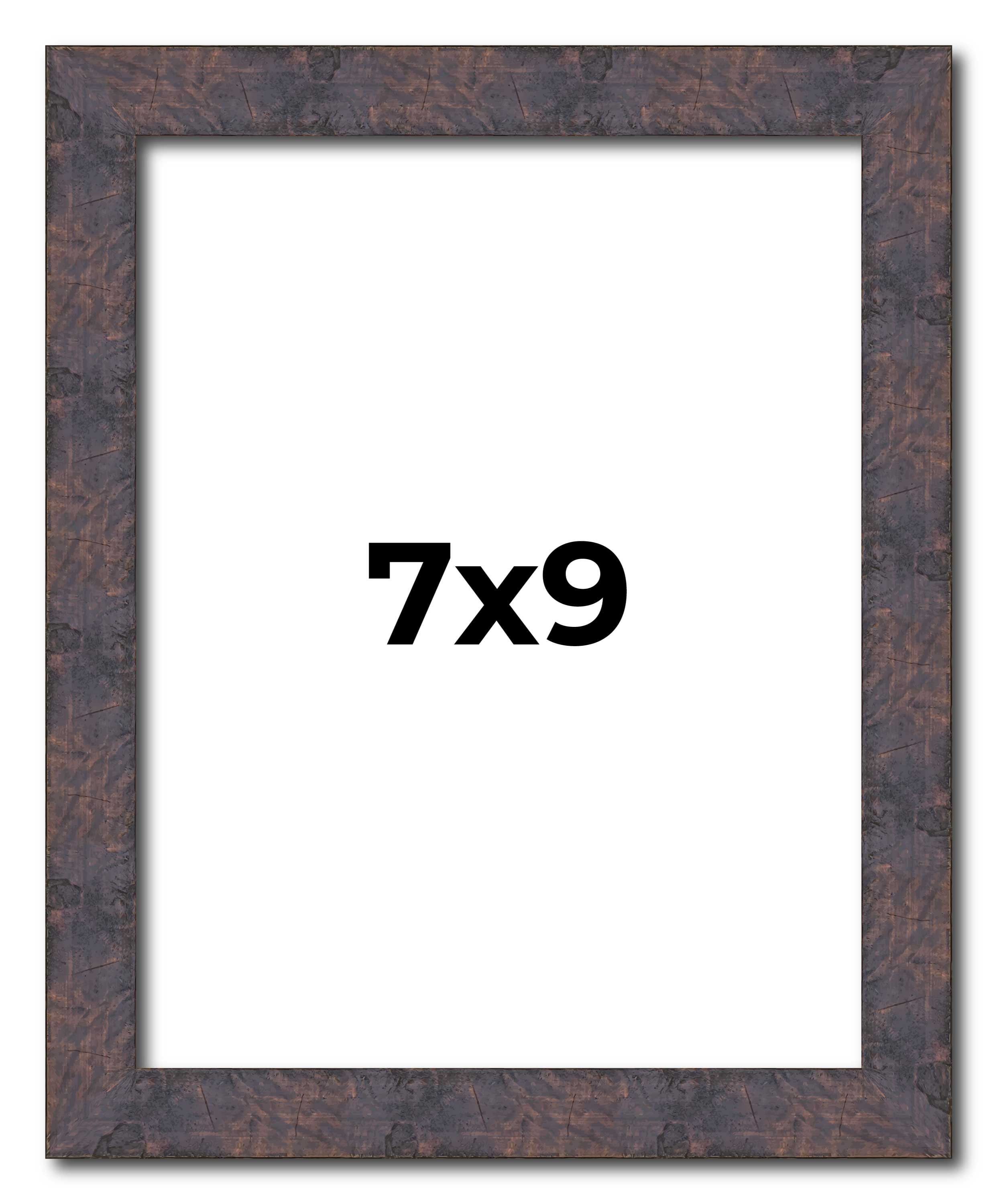 7x9 Frame Brown Rustic Lacquered Walnut Solid Wood Picture Frame Width | 0.875 Inch Moulding ...