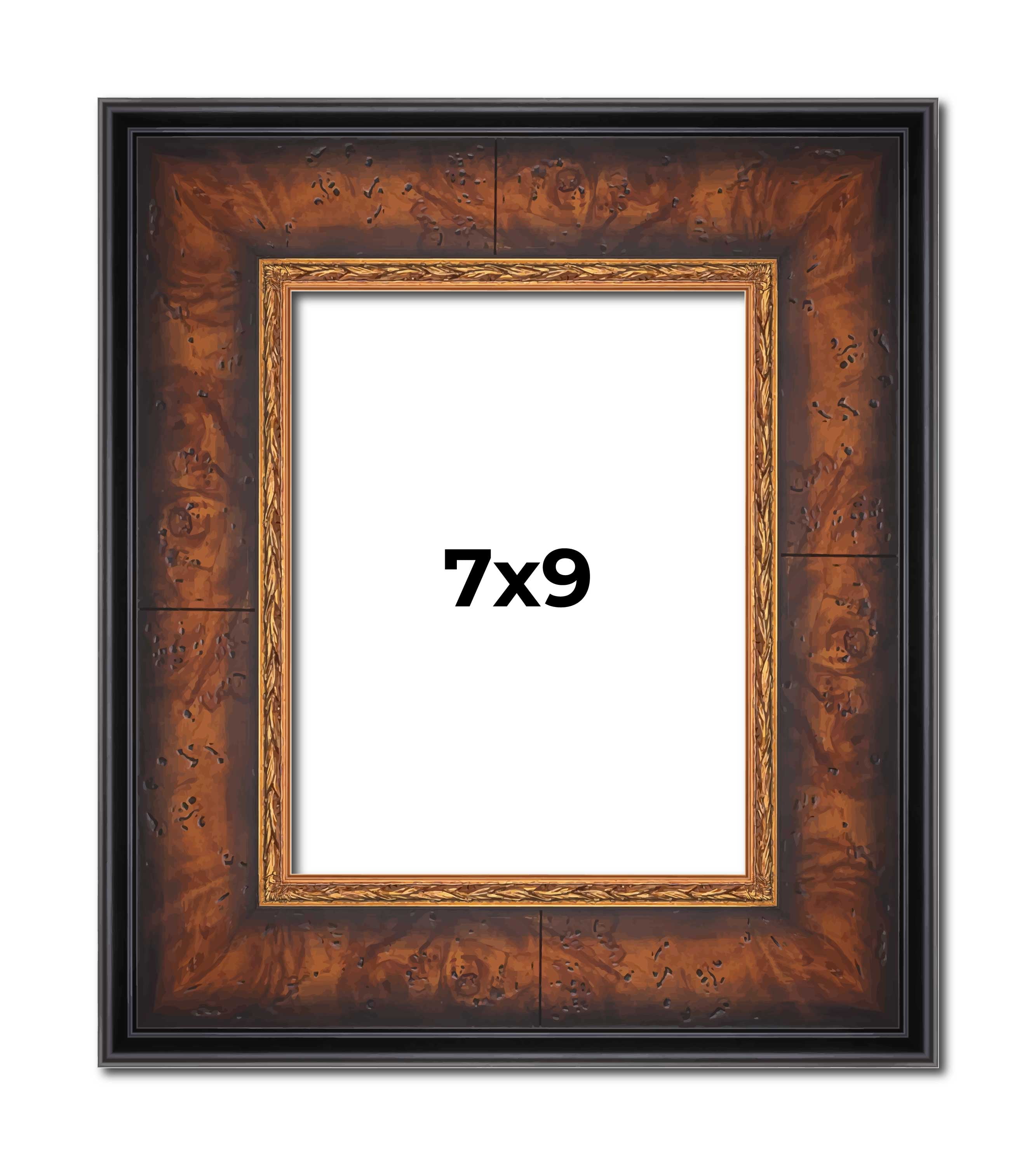 7x9 Frame Brown Walnut Gold Ornate Trim Solid Wood Plein Air Picture ...