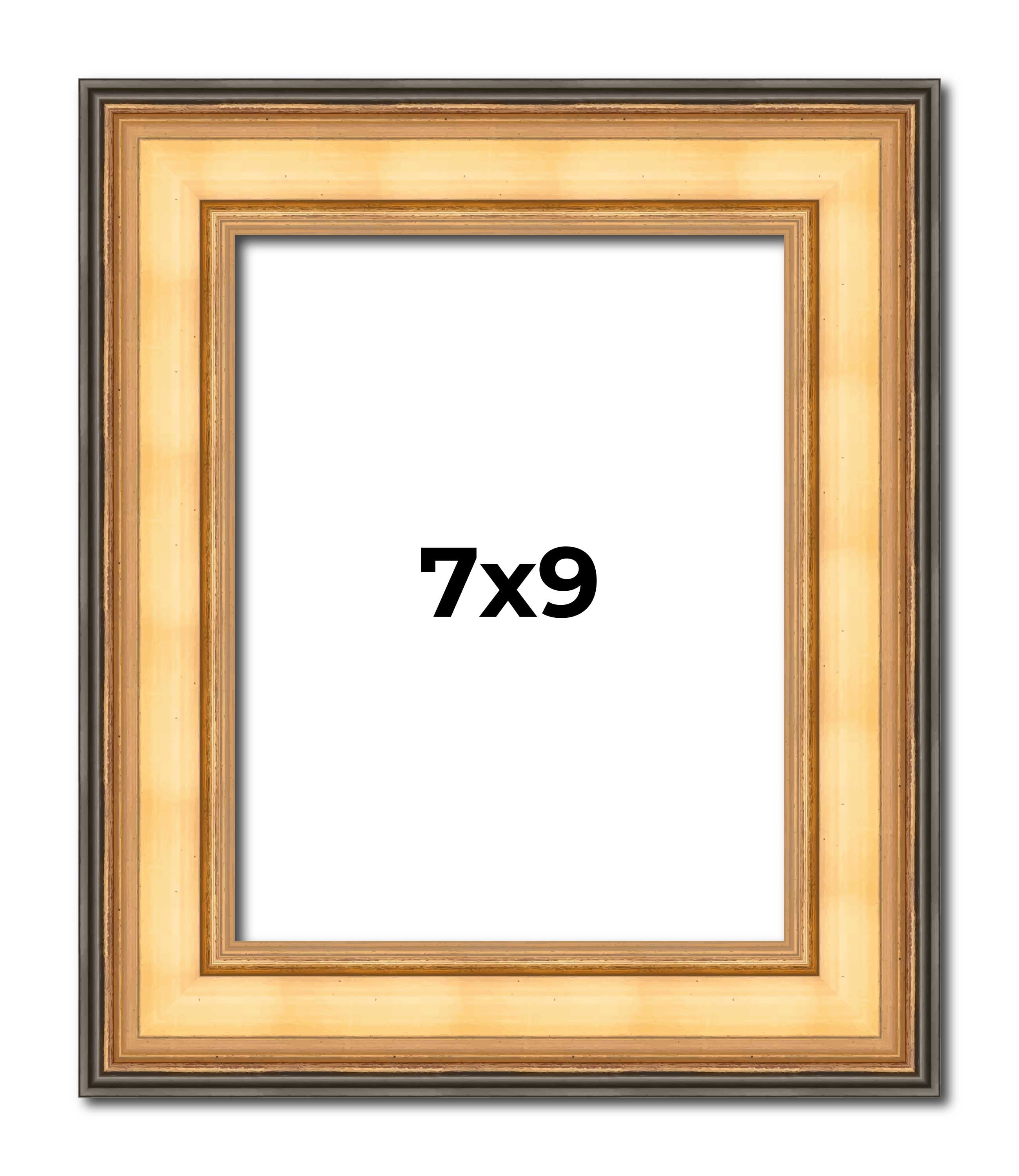 7x9 Frame Gold Plein Aire Solid Wood Picture Frame Width 2 Inches ...