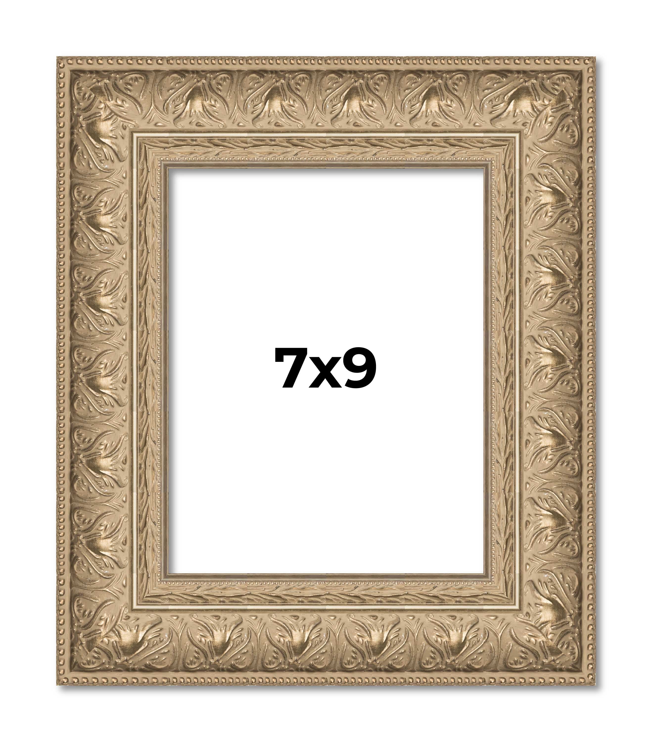 7x9 Frame Ornate Silver Beaded Solid Wood Picture Frame Width 2.5 ...