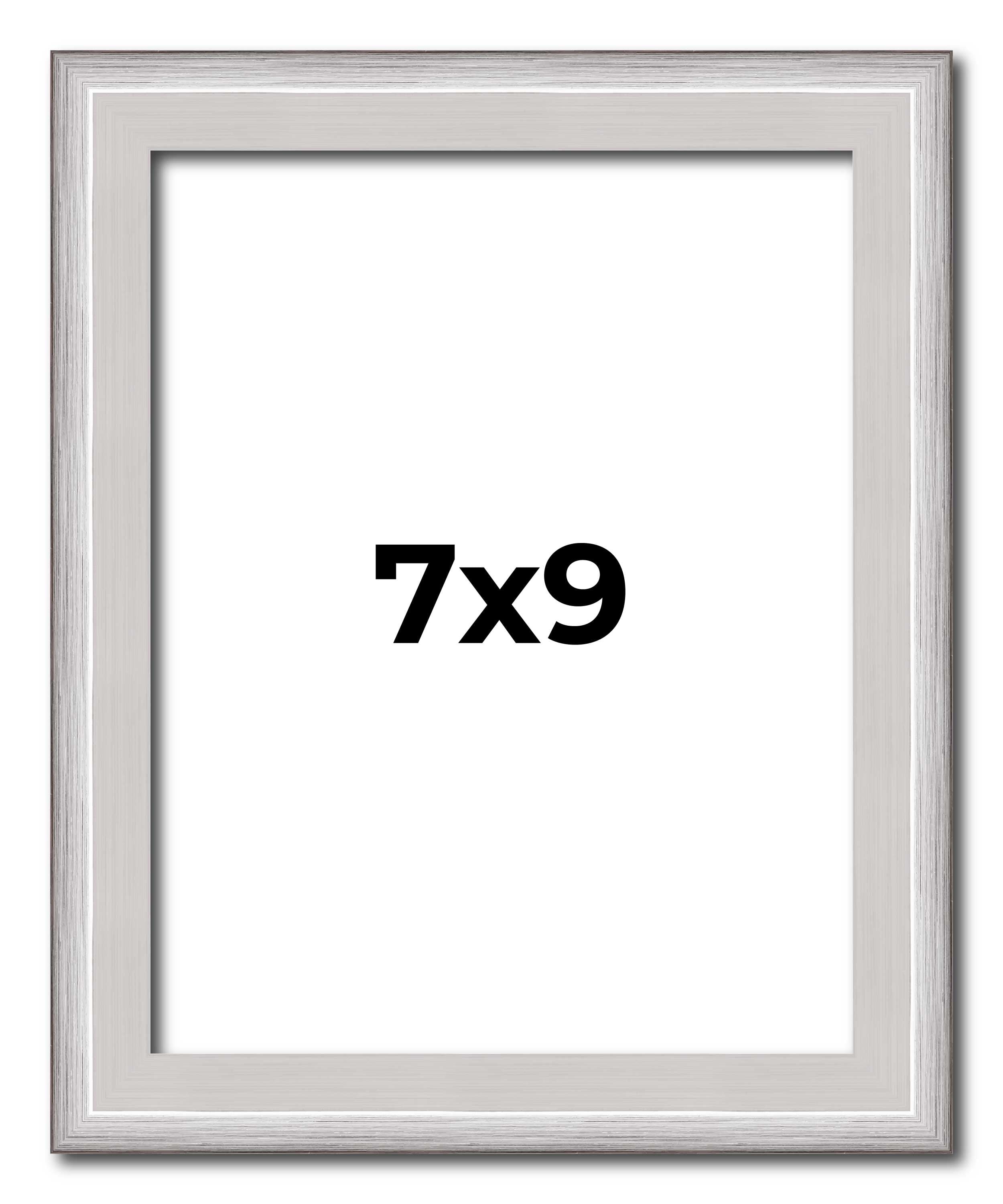 7x9 Frame Silver Inner Slope Bevel Picture Frame | 1 Inch Moulding ...