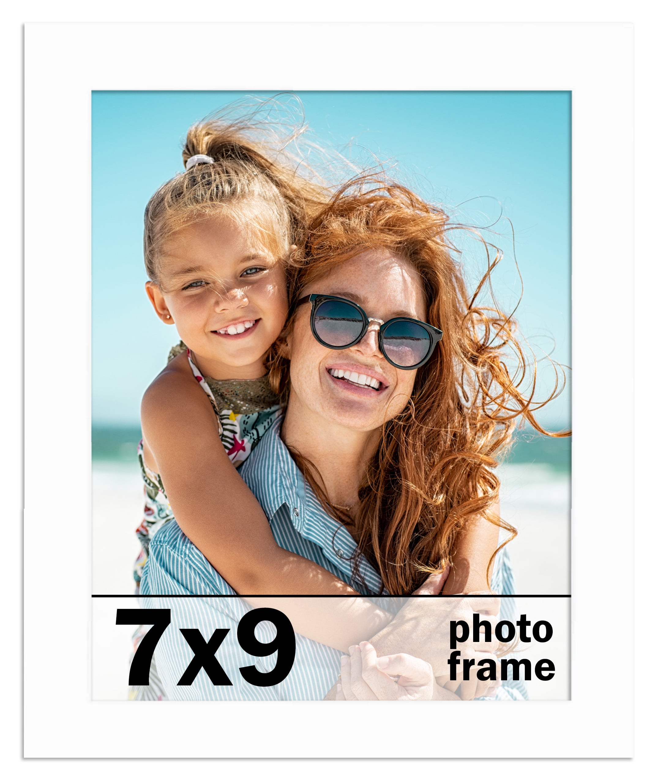 7x9 Frame White Solid Wood Picture Frame Includes UV Acrylic Shatter ...