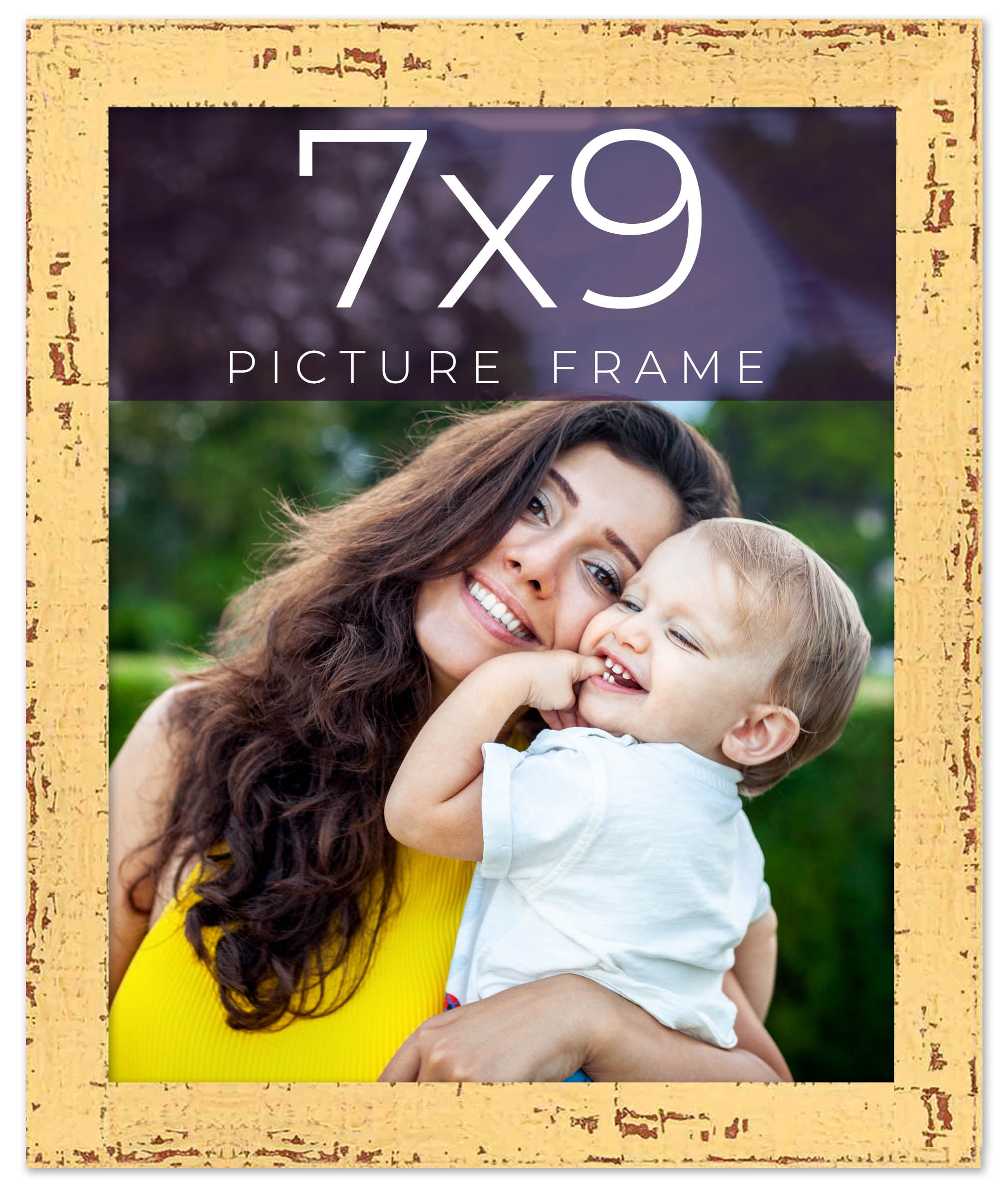 7x9 Frame Yellow Real Wood Picture Frame Width 1.25 inches | Interior ...