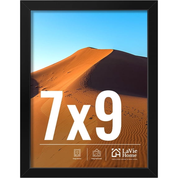 7x9 Picture Frame for Wall Display, 7x9 Black Picture Frame with HD ...