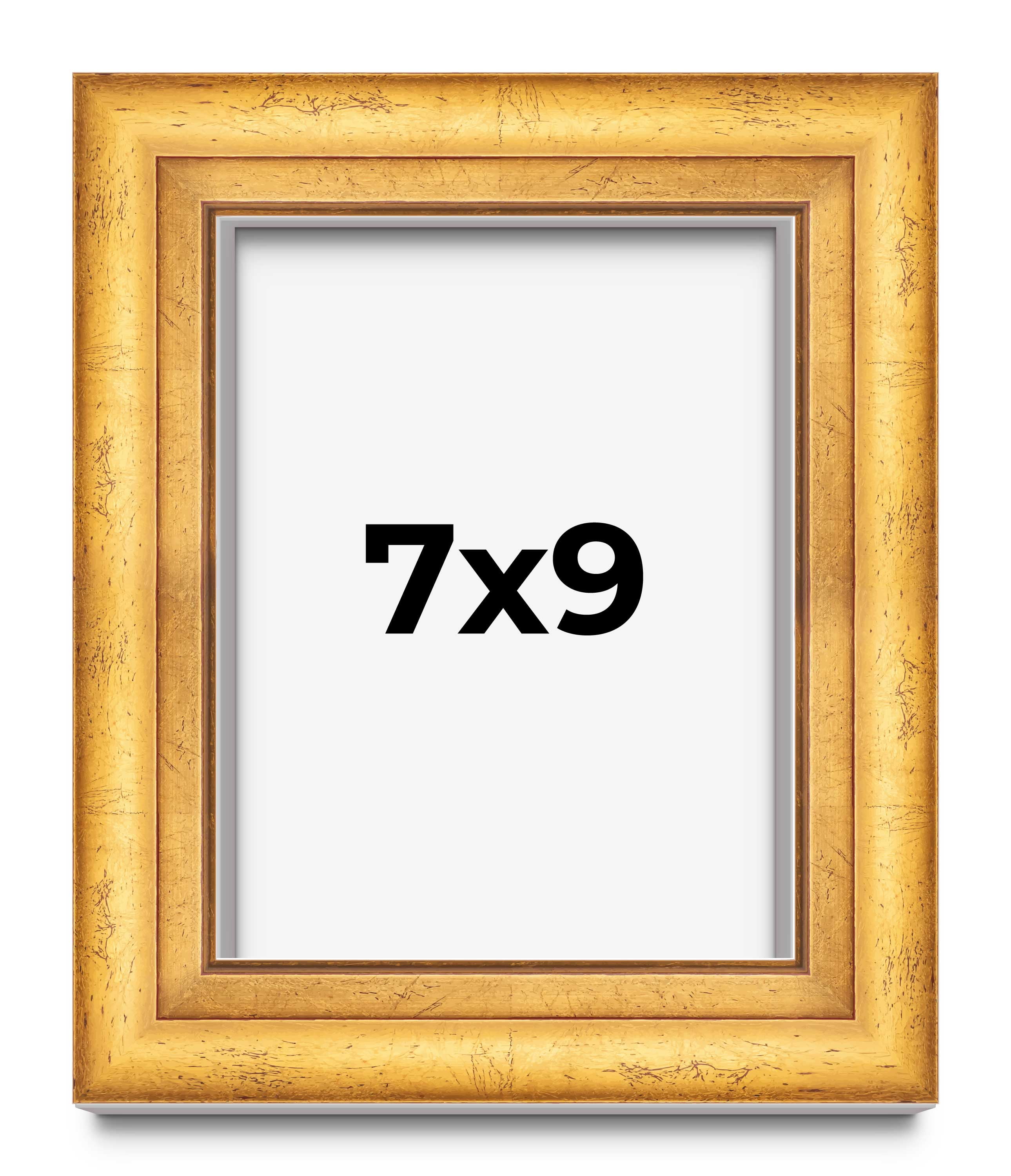 7x9 Shadow Box Frame Gold | 1.75 Inches Deep Real Wood Traditional ...