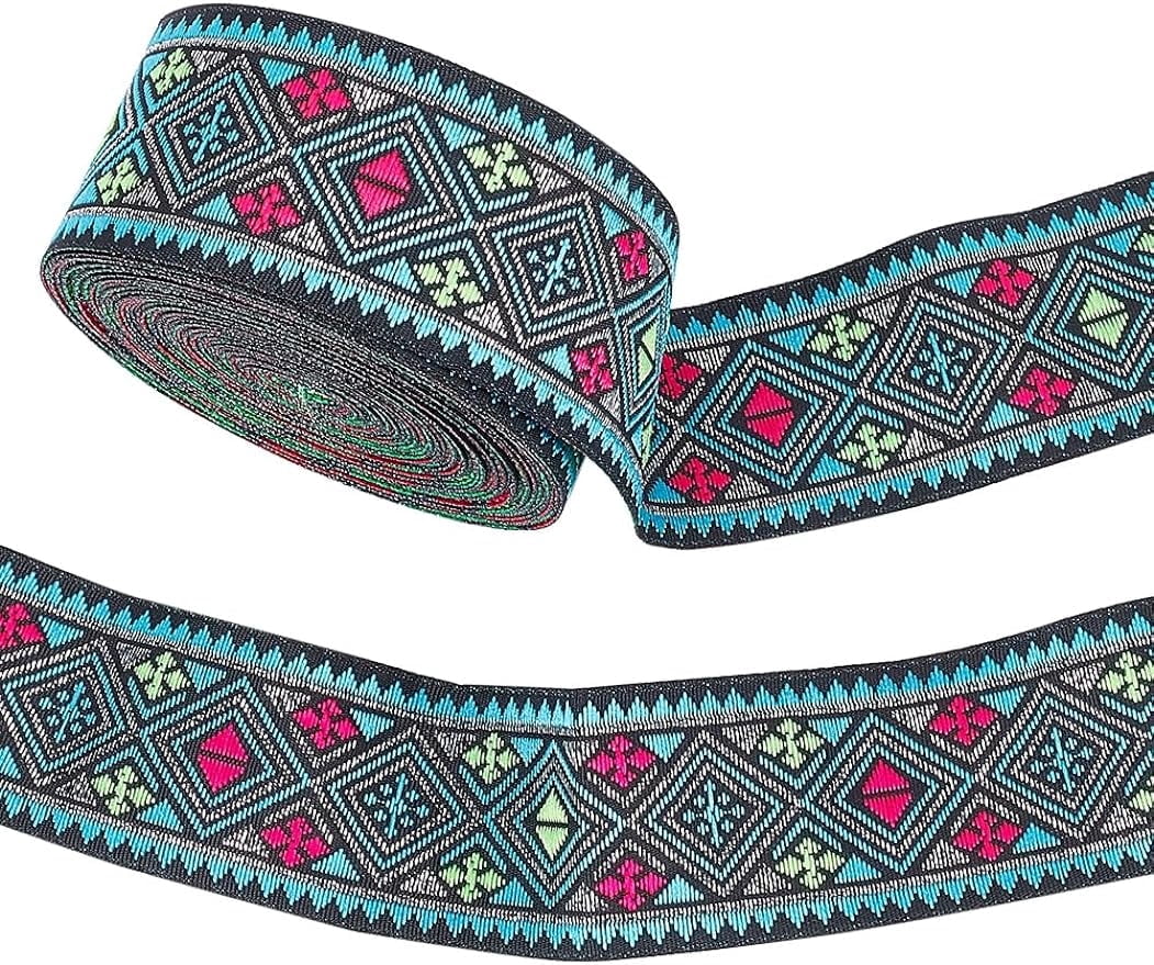 7yard/7m Boho Jacquard Ribbon 3.3cm/1.2" Ethnic Floral Emobridered ...