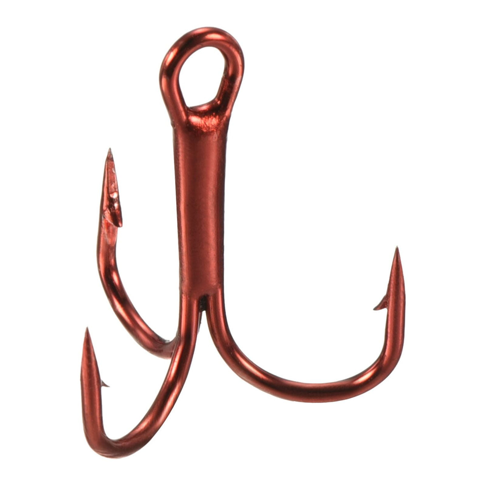 8# 0.67" Treble Fish Hooks Carbon Steel Bend Hook with Barbs, Red 50 ...