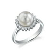 8.0-8.5mm Akoya Cultured Pearl & Diamond Solar Ring in 14K Gold - Walmart.com