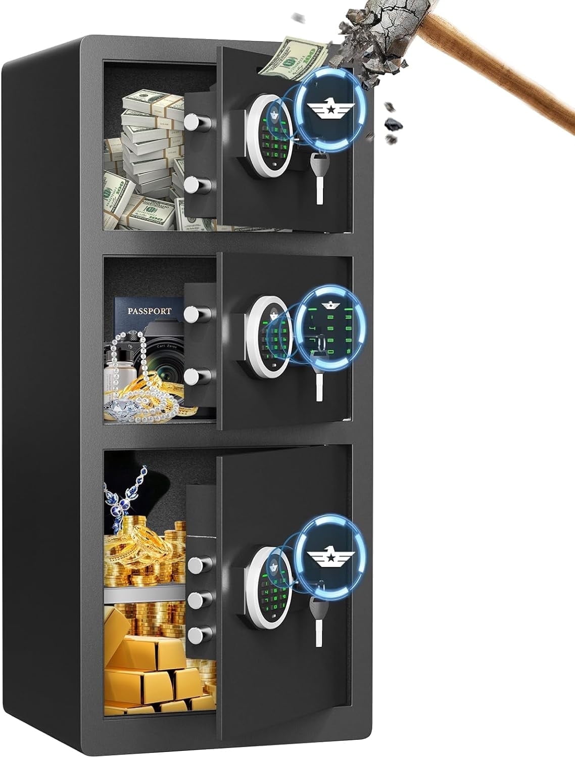 8.0 Cu ft Large Safe Box Fireproof Waterproof, Money Safe With Mute ...