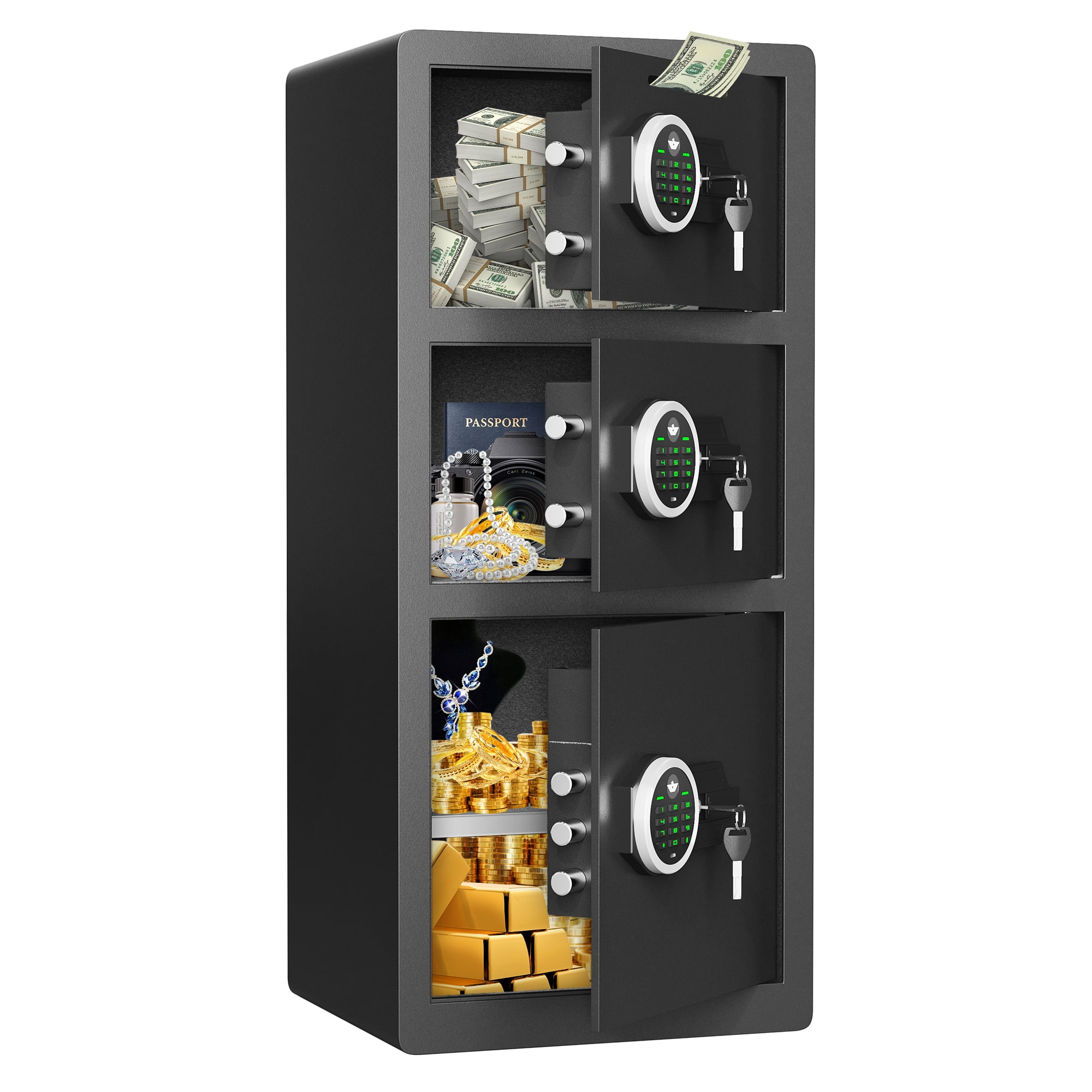 8.0 Cub Safes Box， Fireproof Safes For Home ，With 3 Door, Digital Safe ...