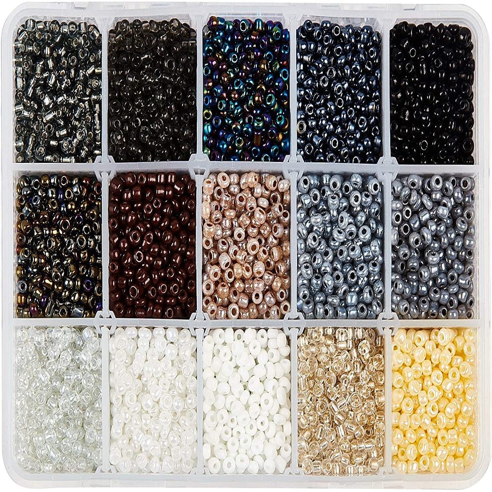 8/0 Glass Seed Beads Round Black 3mm Hole: 1mm 15 colors 450pcs/color ...