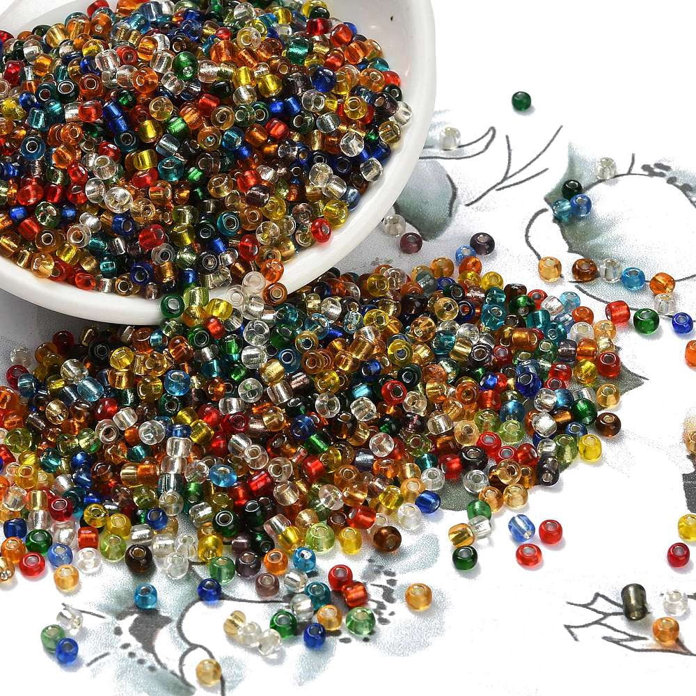 8/0 Glass Seed Beads Silver Lined Round Hole Round Mixed Color 3mm Hole ...