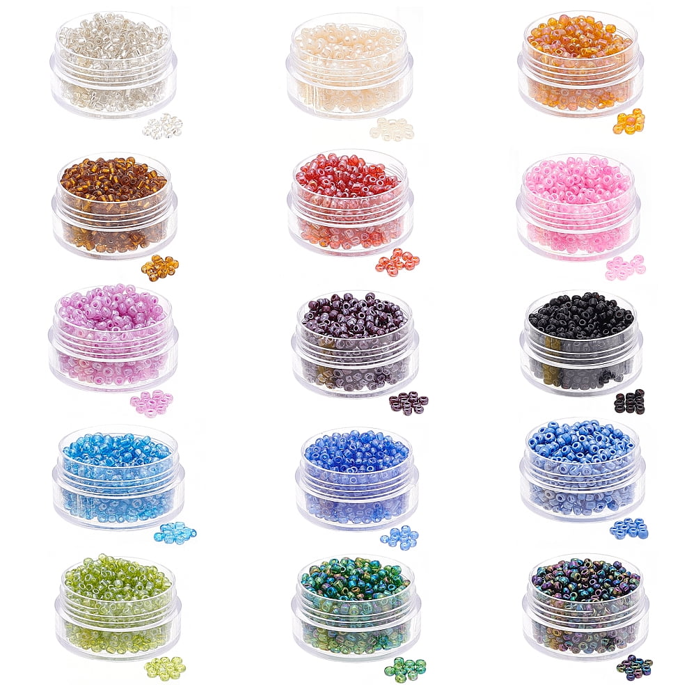 8/0 Glass Seed Beads Trans. Colours Lustered & Silver Lined & Opaque ...