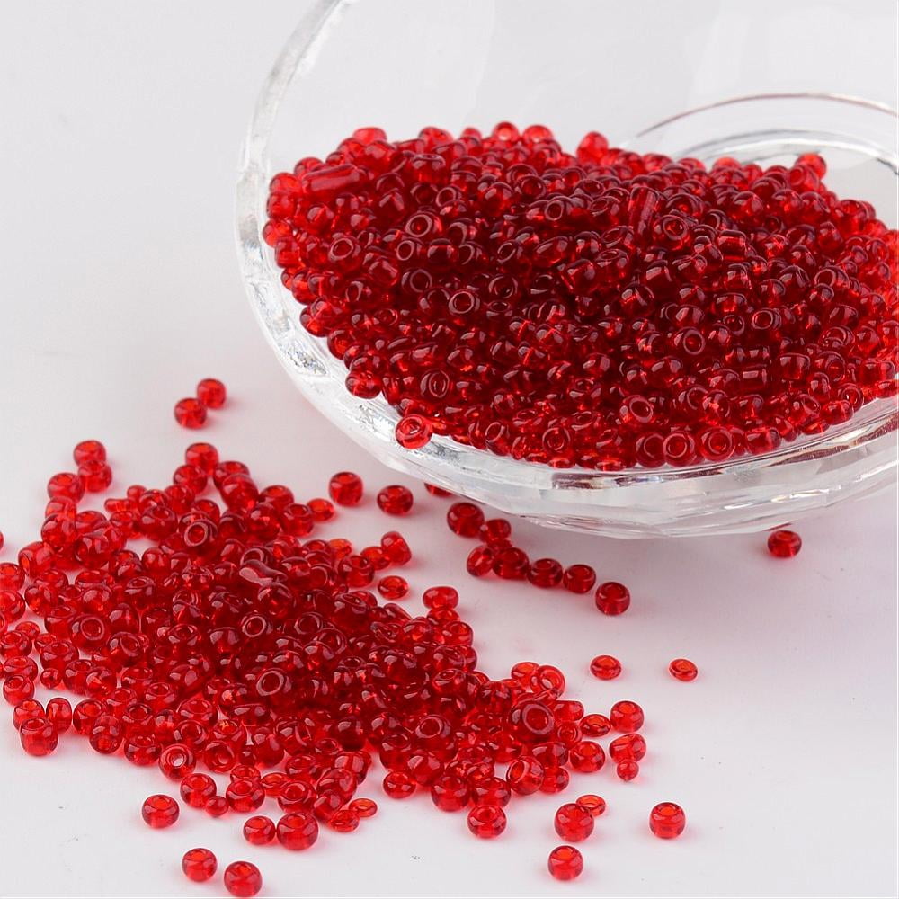 8/0 Glass Seed Beads Transparent Round Crimson 3mm Hole: 1mm about ...