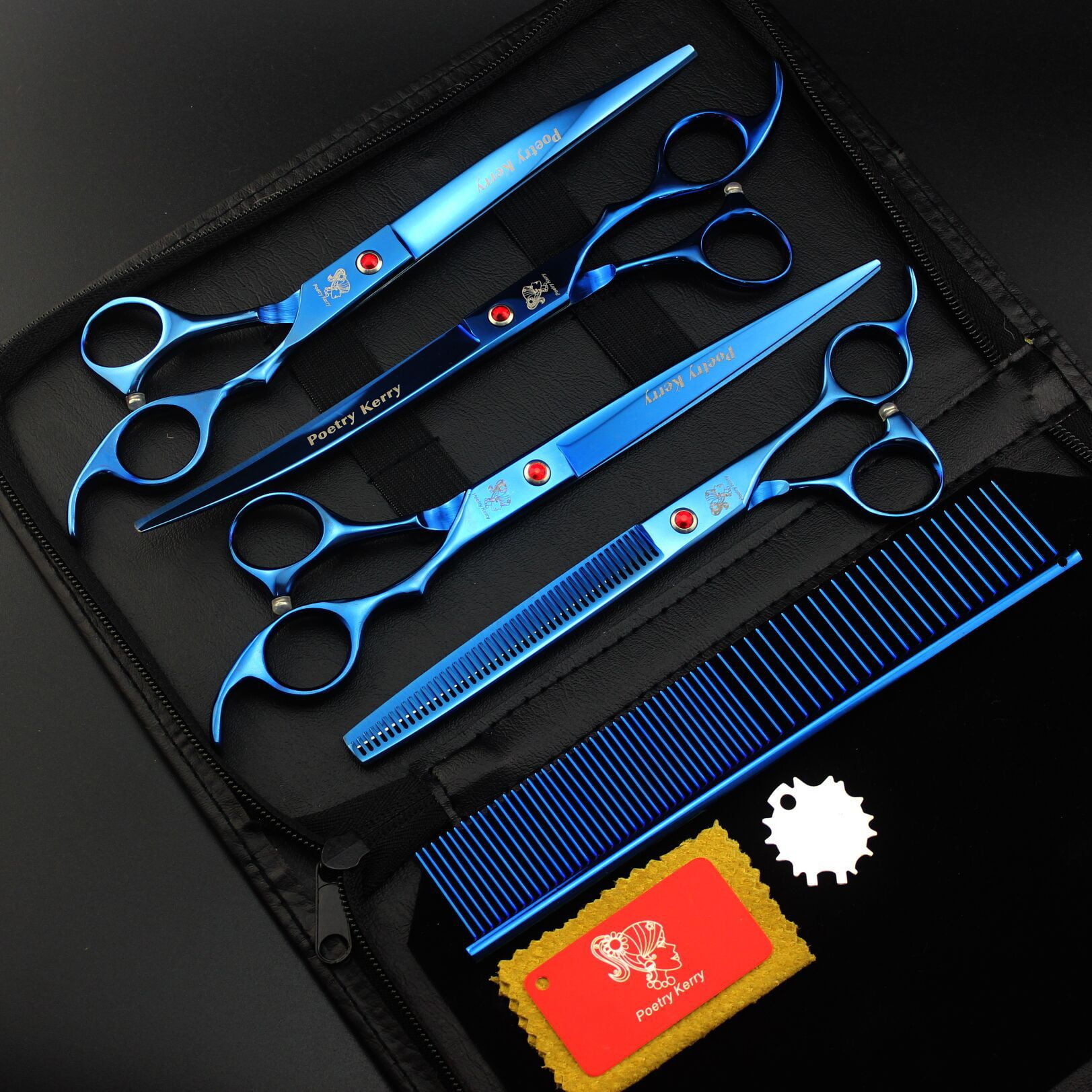 8.0 Inch Blue Pet Grooming Scissors Set - TTOOGO Professional Dog Hair ...