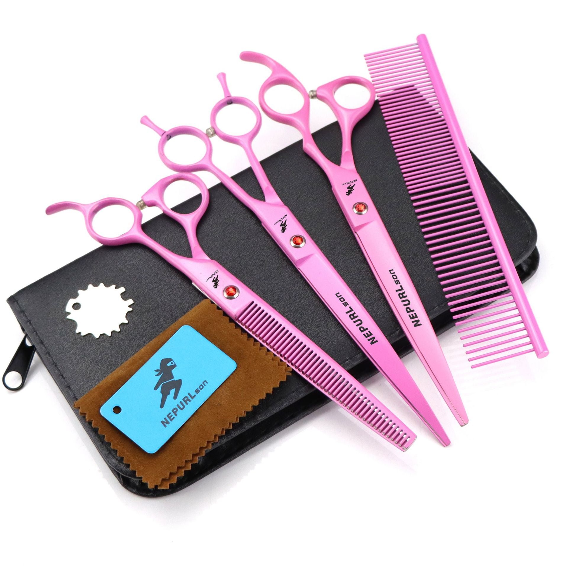 8.0 Inch Pink Pet Grooming Scissors Set – TTOOGO 3-Piece Dog Haircut ...