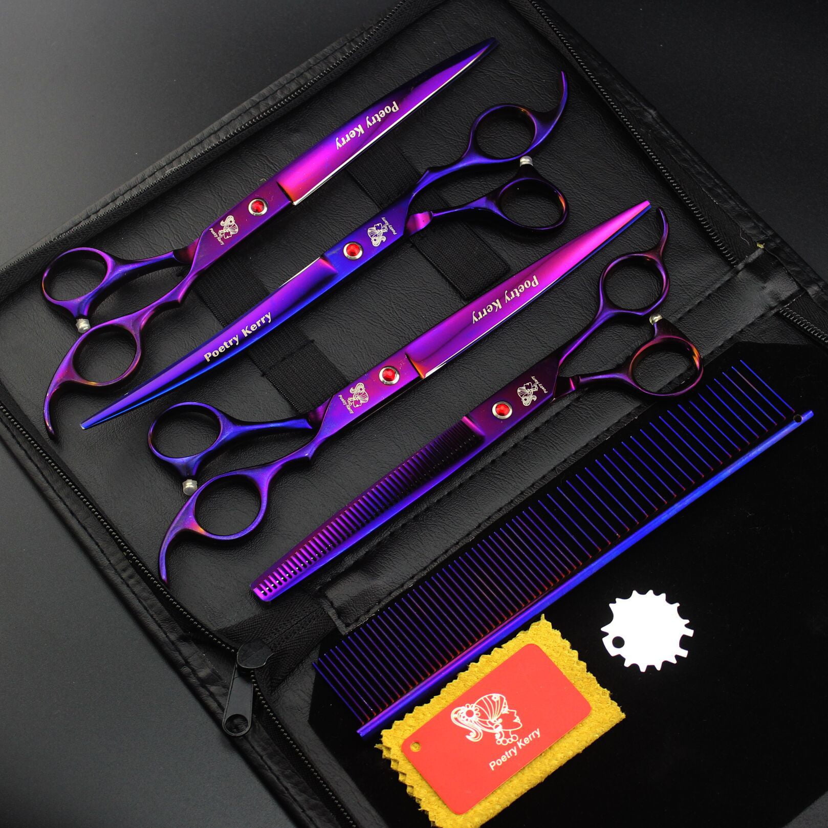 8.0 Inch Purple Pet Grooming Scissors Set - TTOOGO Professional Dog ...