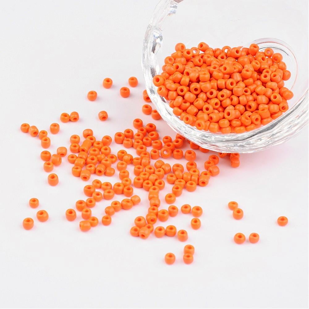 8/0 Opaque Colours Round Glass Seed Beads Dark Orange Size: about 3mm ...