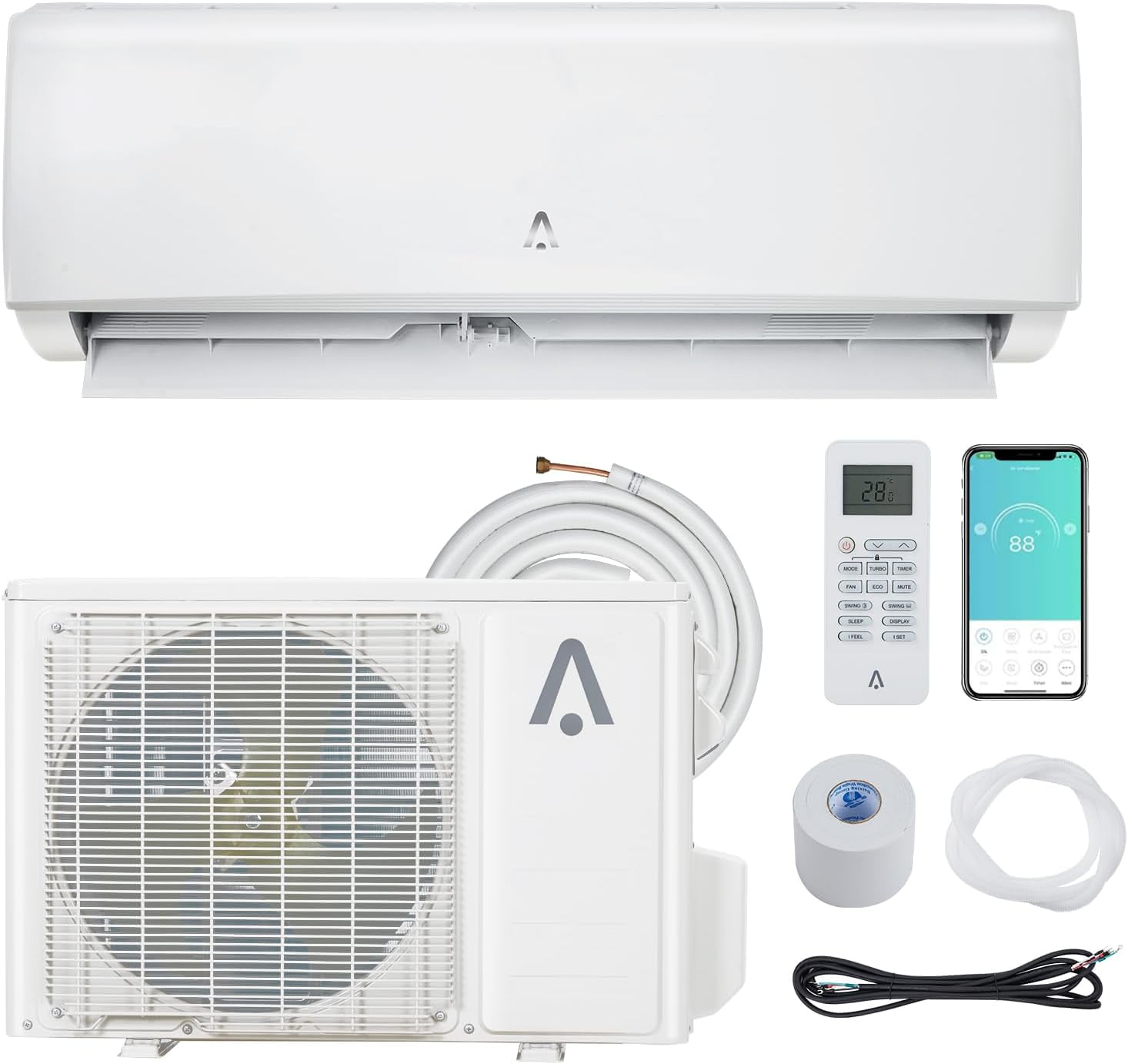 8,000 BTU Mini Split Air Conditioner & Heating System - 19 SEER, WiFi ...