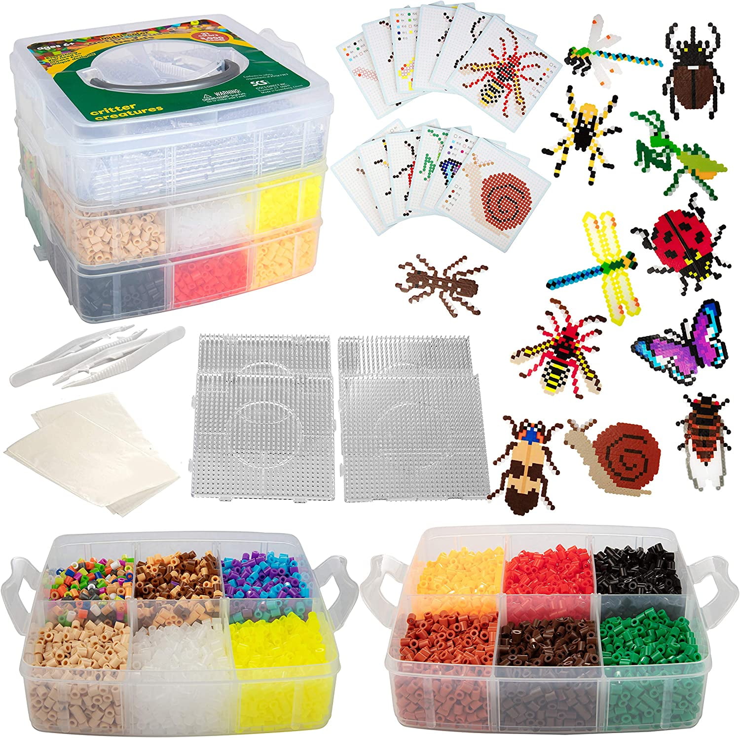 8,000pc DIY Fuse Bead Kit w Carrying Case - Bugs and Insects - 21 ...