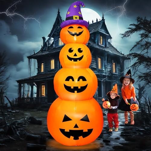 8.0FT Long Halloween Inflatable Pumpkin Patch Fall Inflatable ...