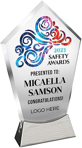 8 1/2" personalized glass plaque for awards and trophies, custom award ...