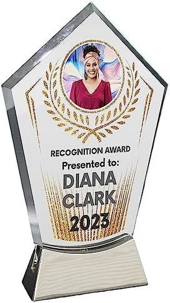 8 1/2" personalized glass plaque for awards and trophies, custom award ...